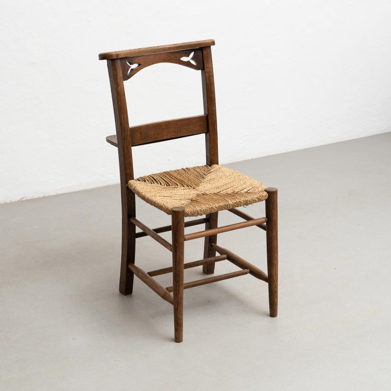 Rustic Traditional Wood and Rattan Chair, circa 1940 For Sale at 1stDibs