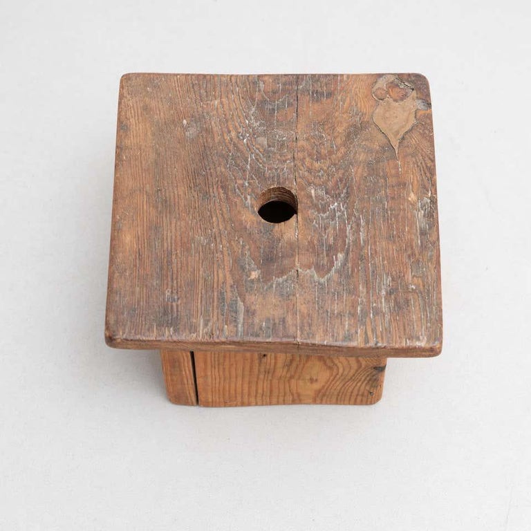 Rustic Traditional Wood Milking Stool, circa 1920 For Sale at 1stDibs