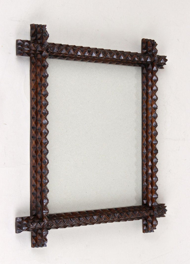 Rustic Tramp Art Photo Frame with Original Glass Plate, Austria circa ...