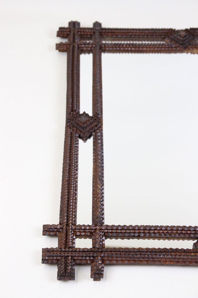 Rustic Tramp Art Wall Mirror with, Hand Carved, Austria, circa 1880 For ...
