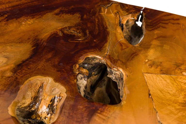 Rustic Tree Root Live Edge Lacquered Console Table For Sale at 1stDibs