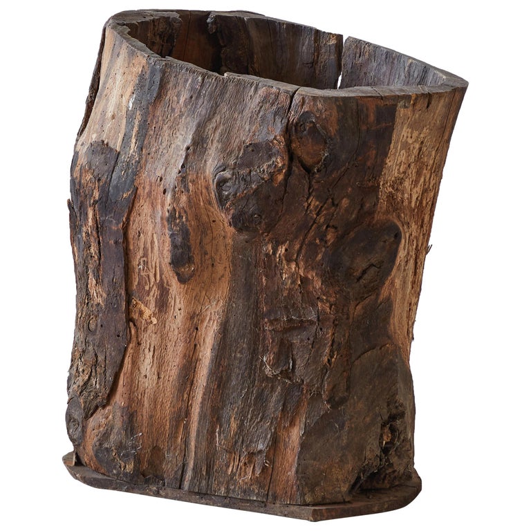 Rustic Tree Trunk Barrel at 1stDibs