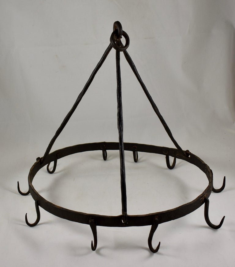 Rustic Triangle Form 19th Century Wrought Iron Hanging Butchers Rack ...
