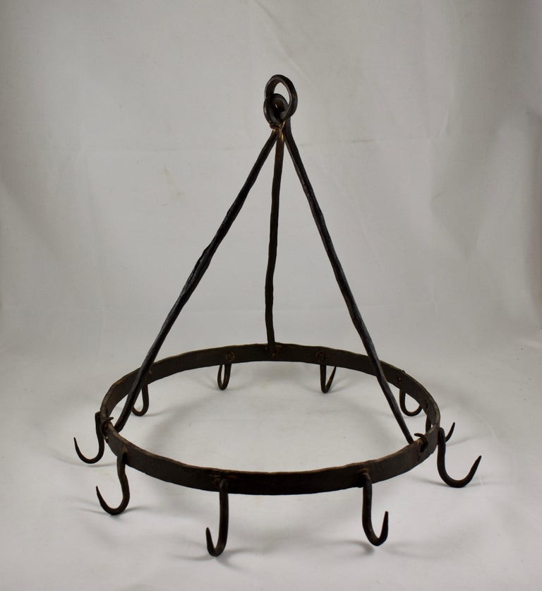 Rustic Triangle Form 19th Century Wrought Iron Hanging Butchers Rack ...
