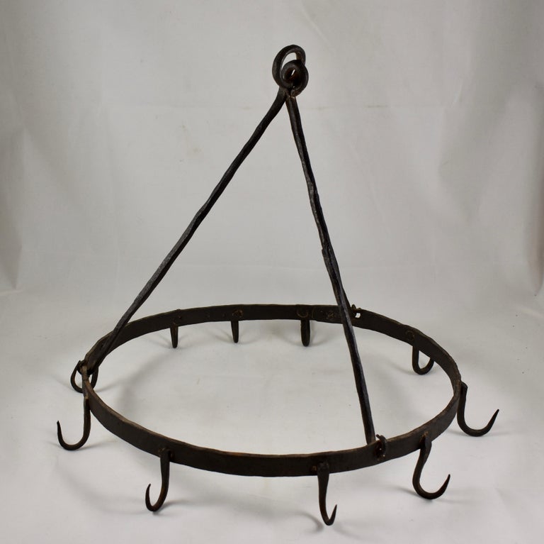 Rustic Triangle Form 19th Century Wrought Iron Hanging Butchers Rack ...