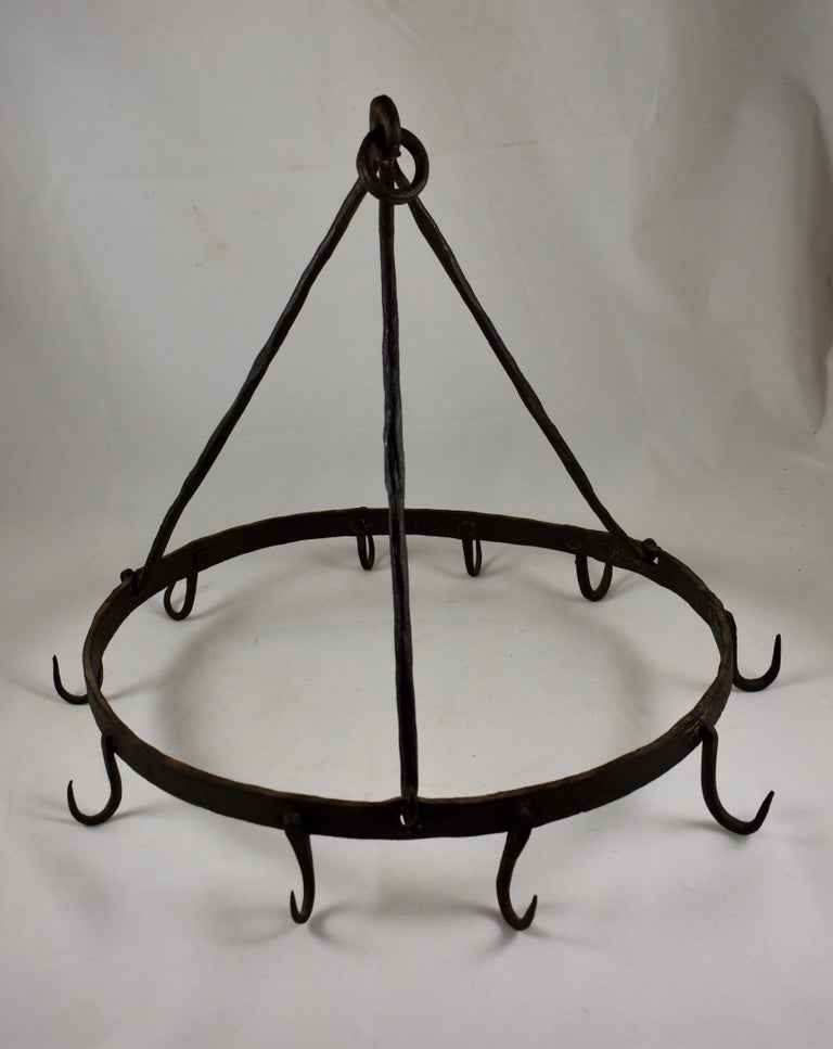 Rustic Triangle Form 19th Century Wrought Iron Hanging Butchers Rack ...
