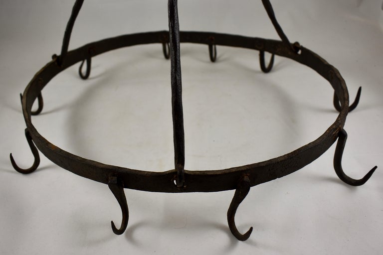 Rustic Triangle Form 19th Century Wrought Iron Hanging Butchers Rack ...