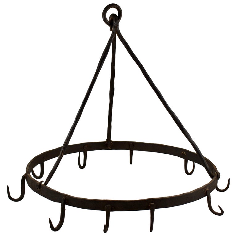 Rustic Triangle Form 19th Century Wrought Iron Hanging Butchers Rack ...