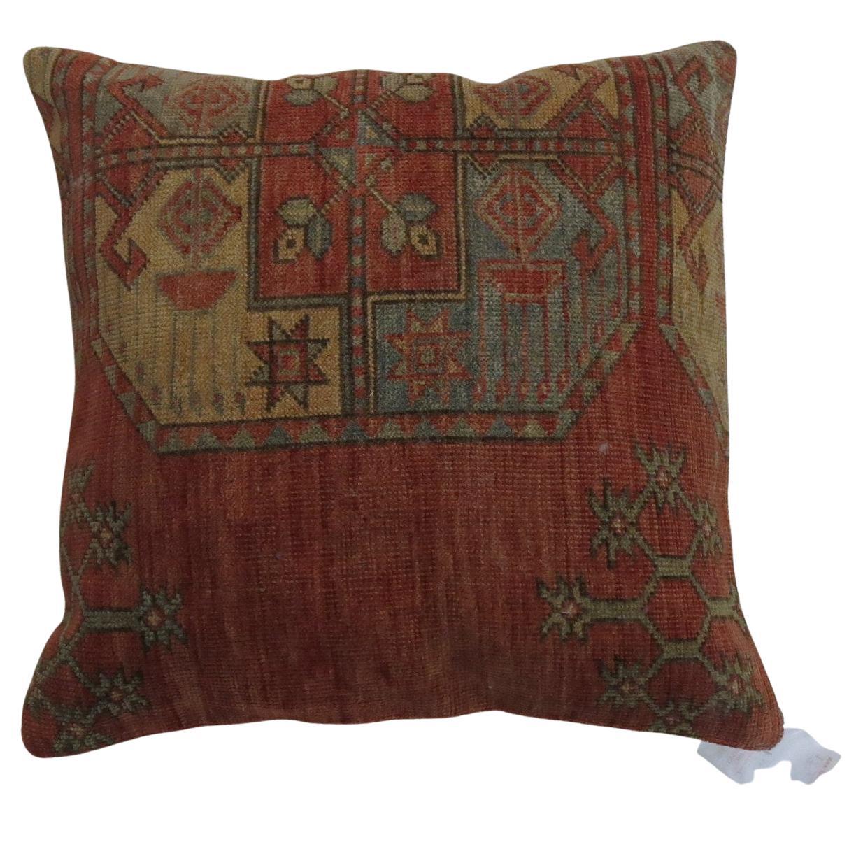 Rustic Antique Rug Pillow For Sale at 1stDibs