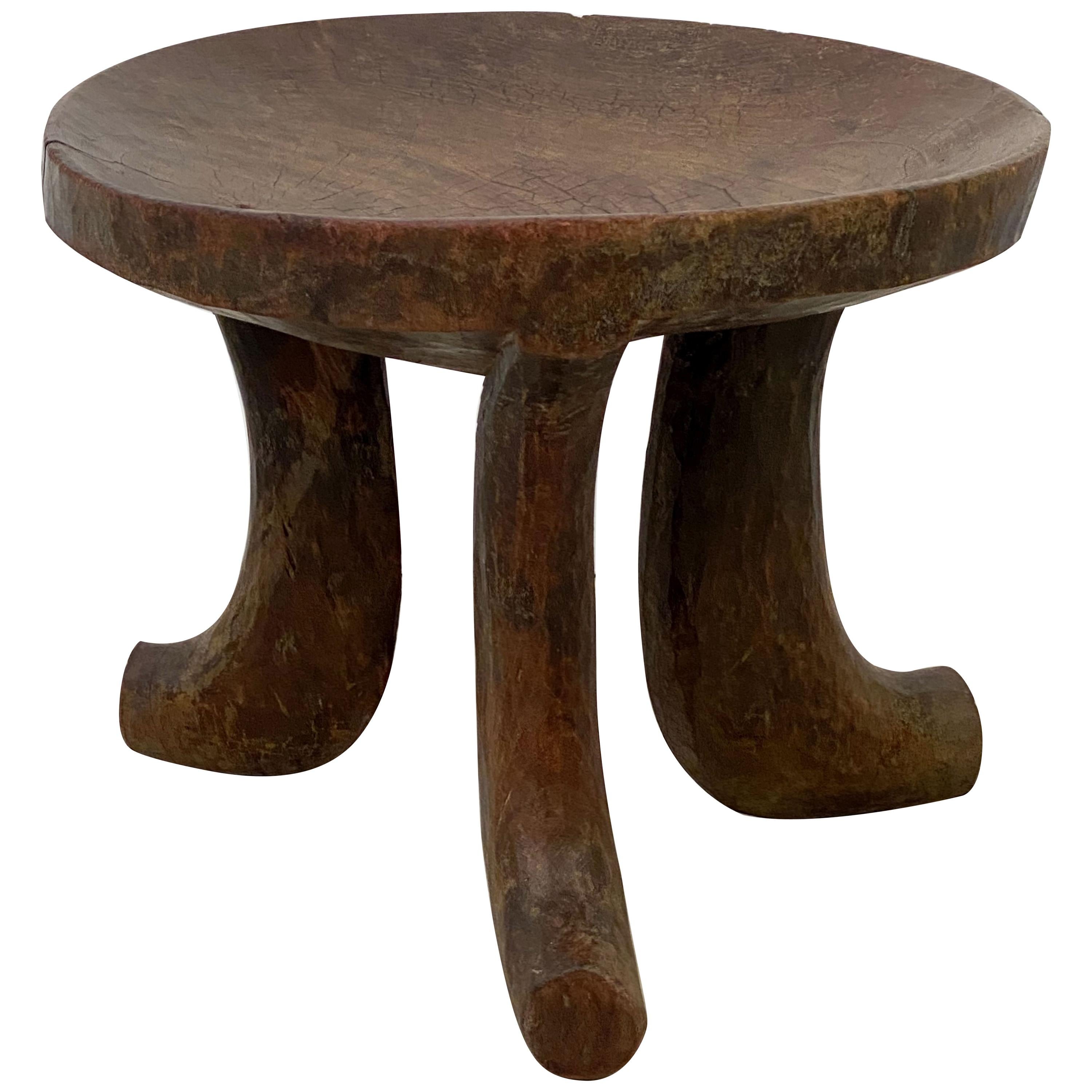 Rustic Tribal Wooden Three-Leg Round Stool or Table at 1stDibs