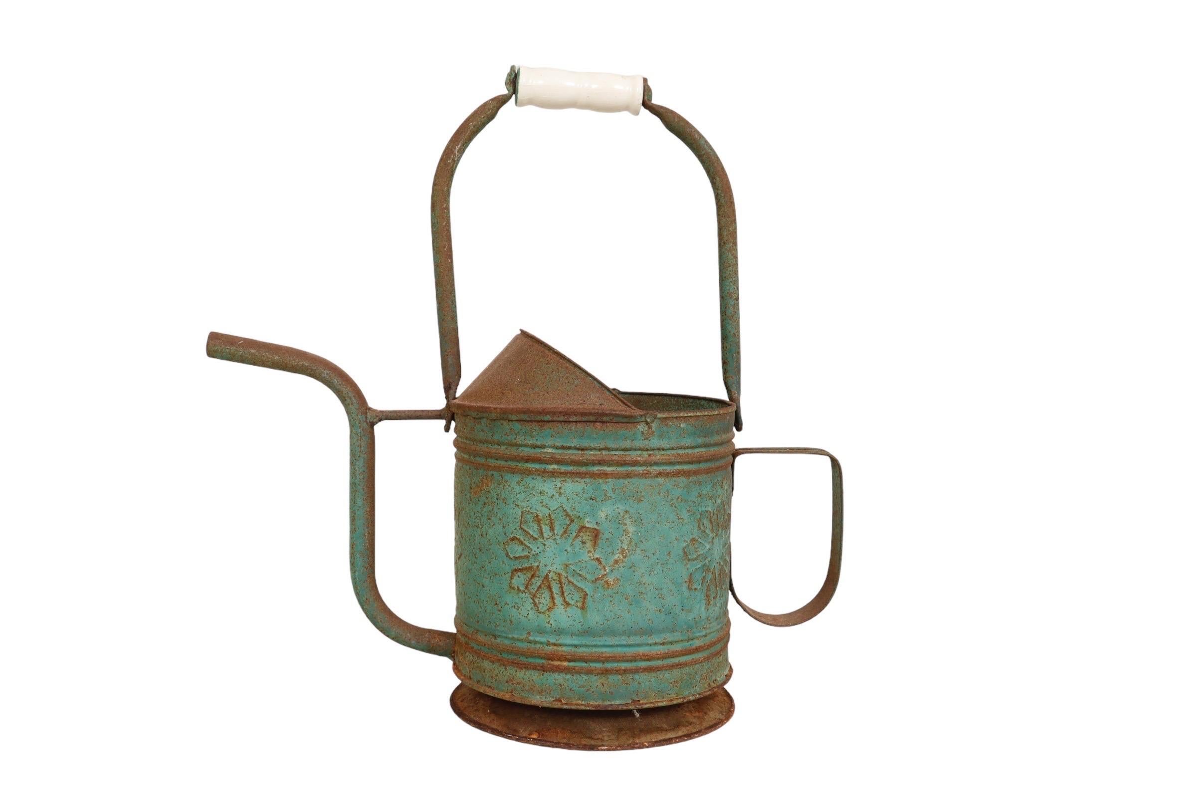 Rustic Verdigris Watering Can For Sale at 1stDibs
