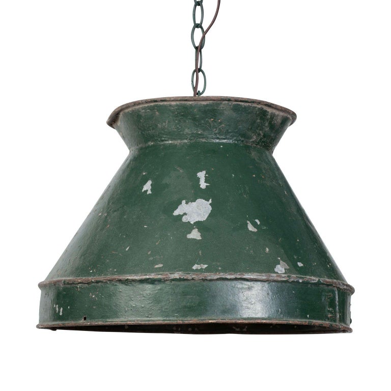 Rustic Vintage Green-Painted Pendant Light For Sale at 1stDibs