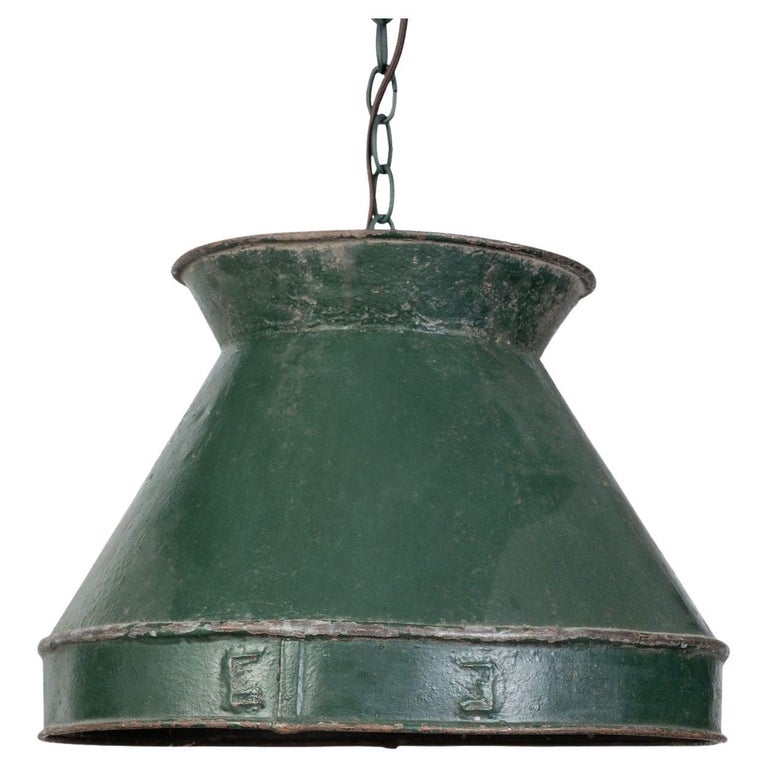 Rustic Vintage Green-Painted Pendant Light For Sale at 1stDibs