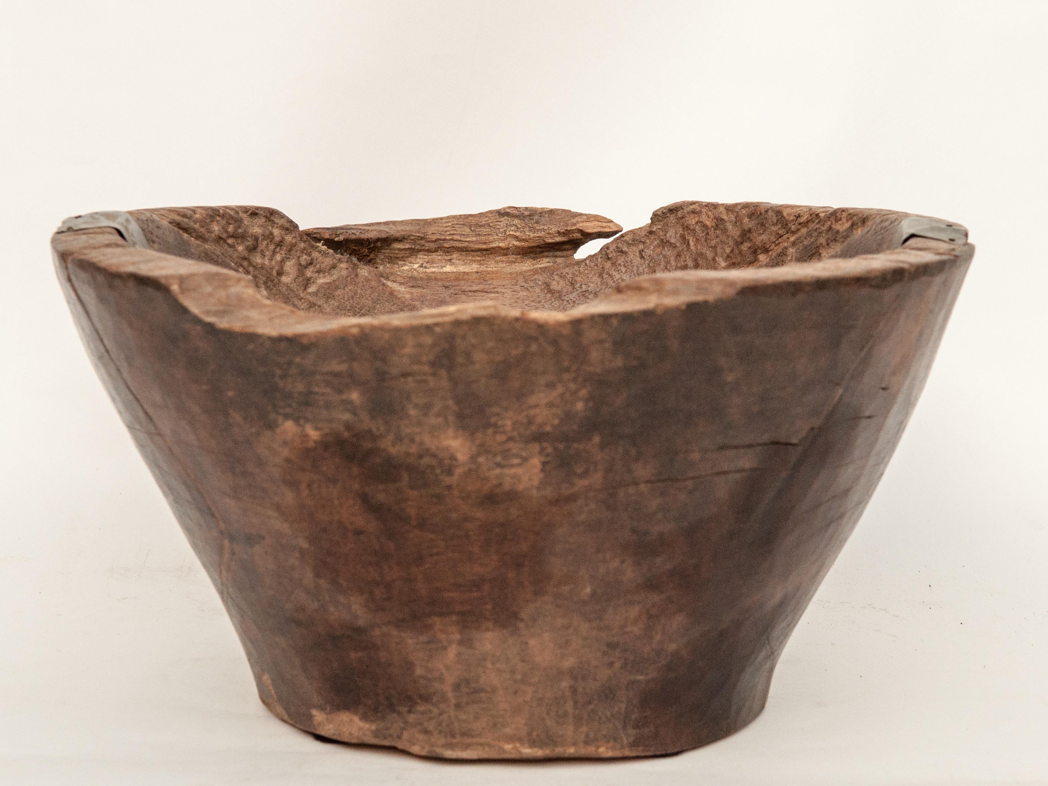 Rustic Vintage Teak Hand Hewn Wooden Bowl from Java, Mid-20th Century ...