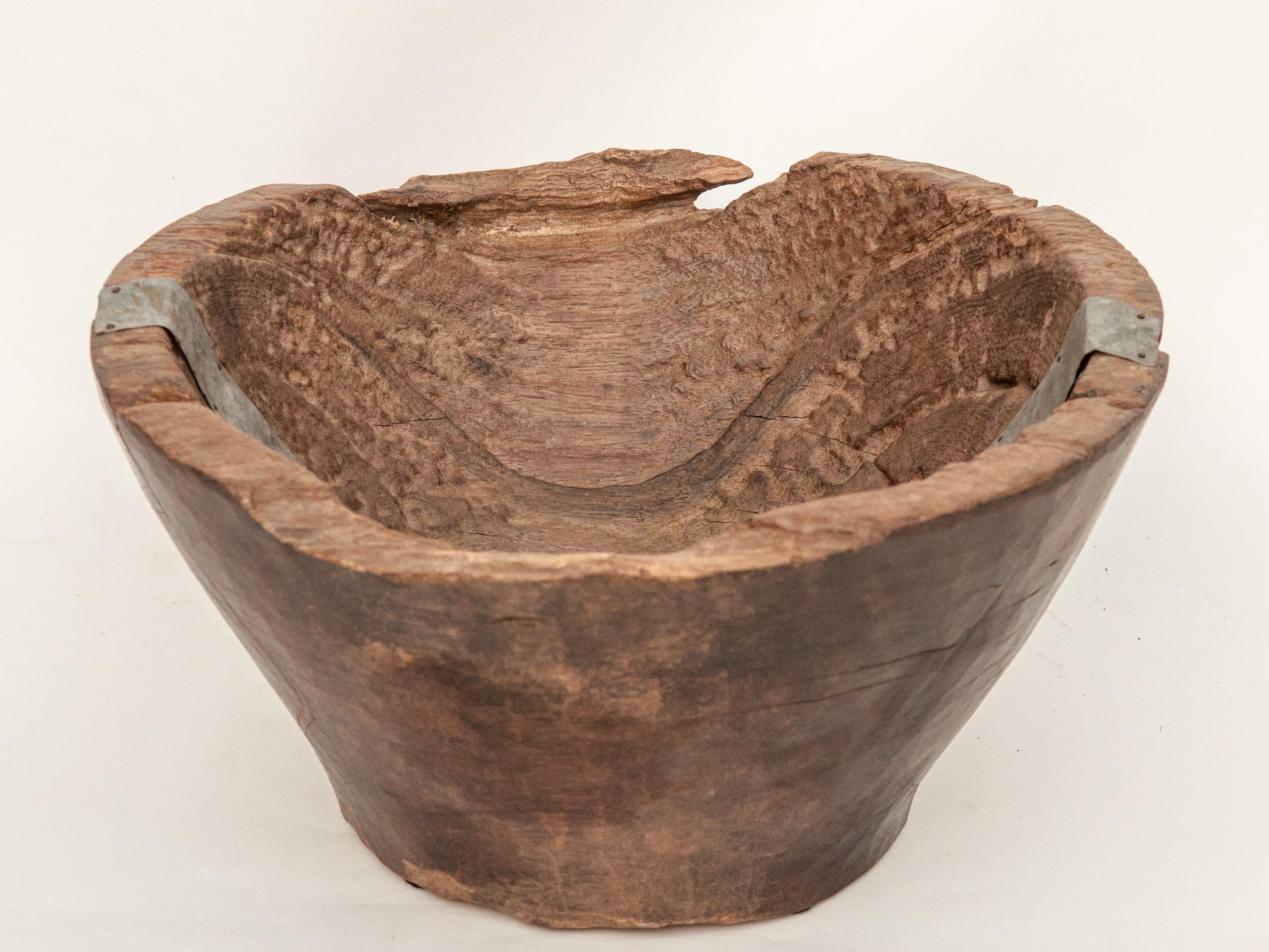 Rustic Vintage Teak Hand Hewn Wooden Bowl from Java, Mid-20th Century ...