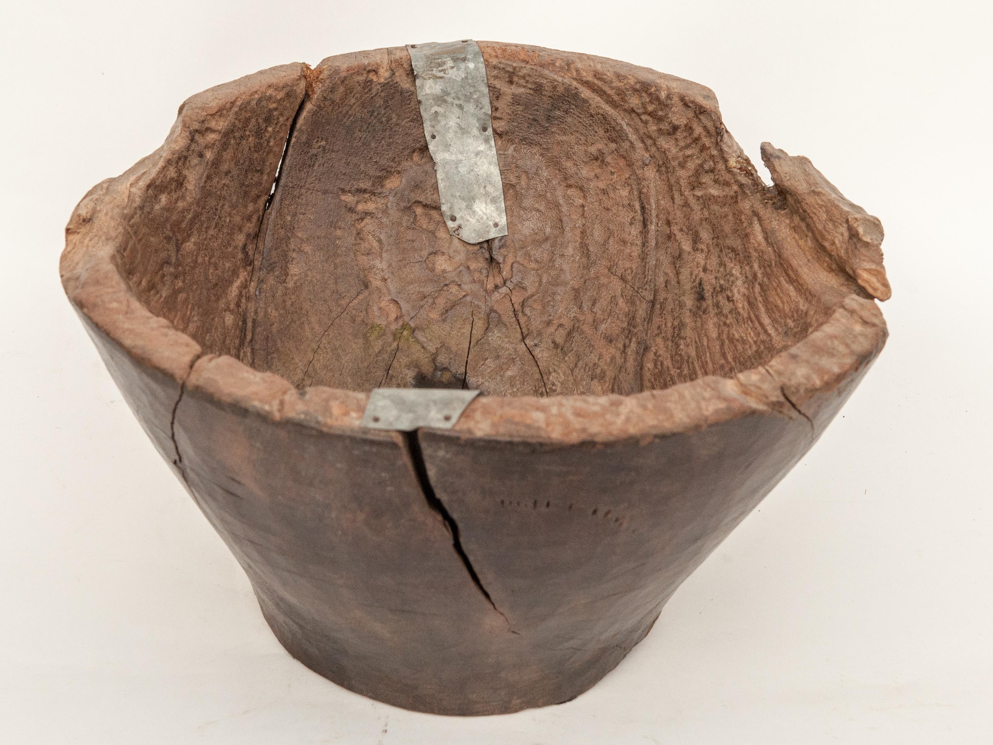 Rustic Vintage Teak Hand Hewn Wooden Bowl from Java, Mid-20th Century ...