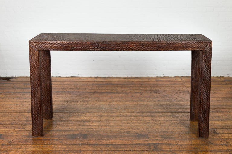 Rustic Vintage Thai Dark Brown Stained Woven Rattan Country Style ...