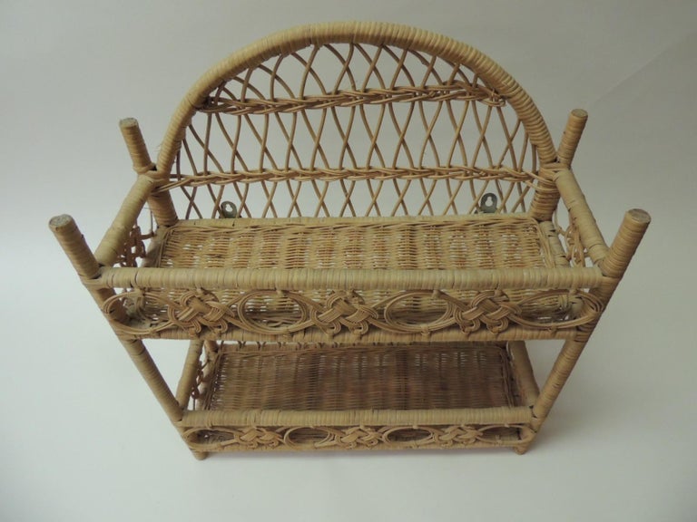 Rustic Vintage Woven Wicker Wall Shelf at 1stDibs