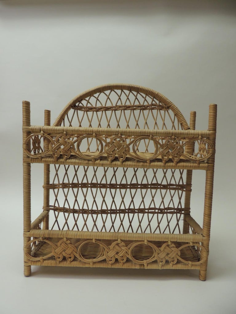 Rustic Vintage Woven Wicker Wall Shelf at 1stDibs