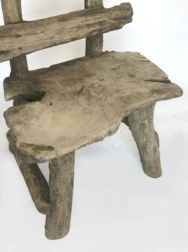 Rustic Weathered Teak Chair For Sale at 1stDibs