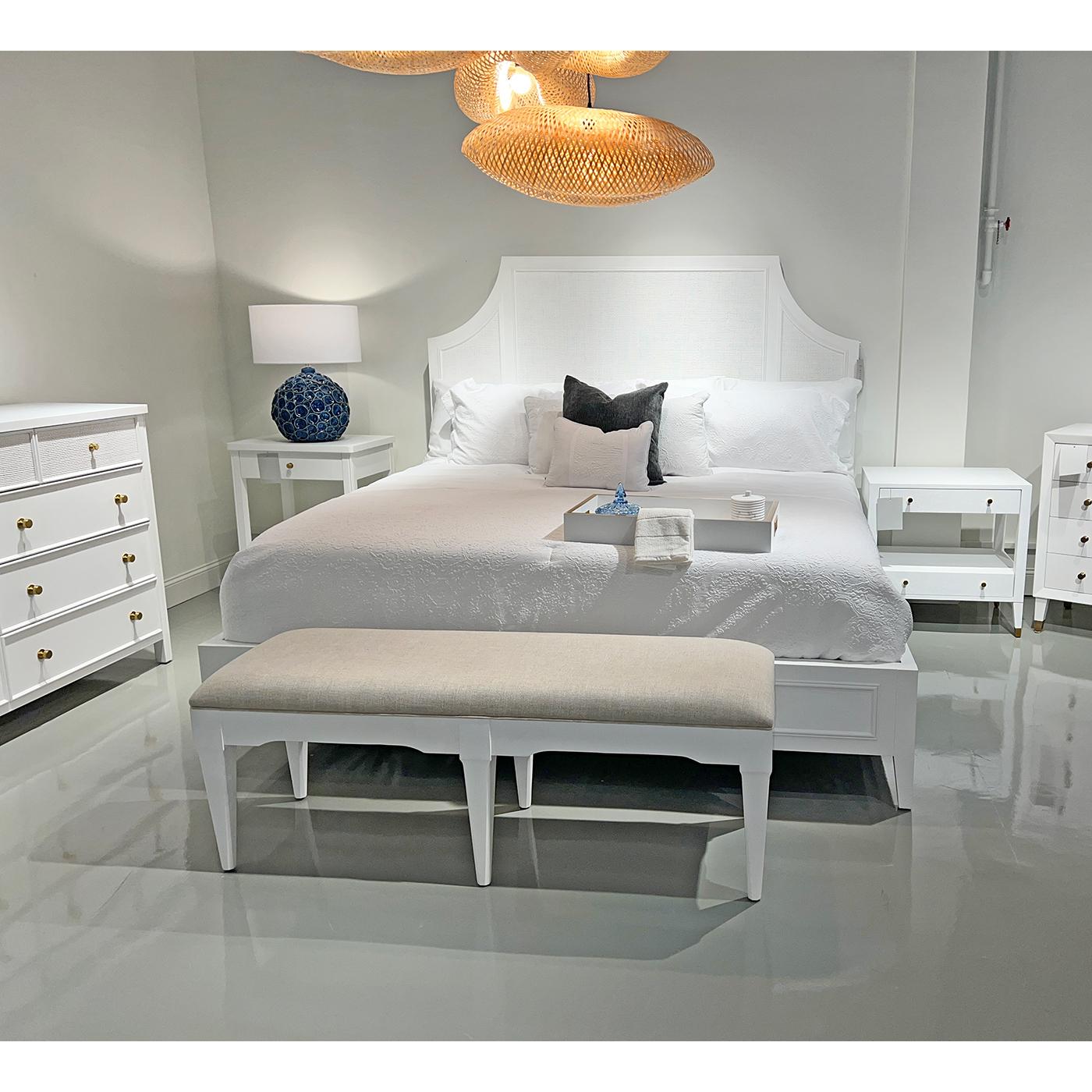 Rustic White Painted Bench For Sale at 1stDibs