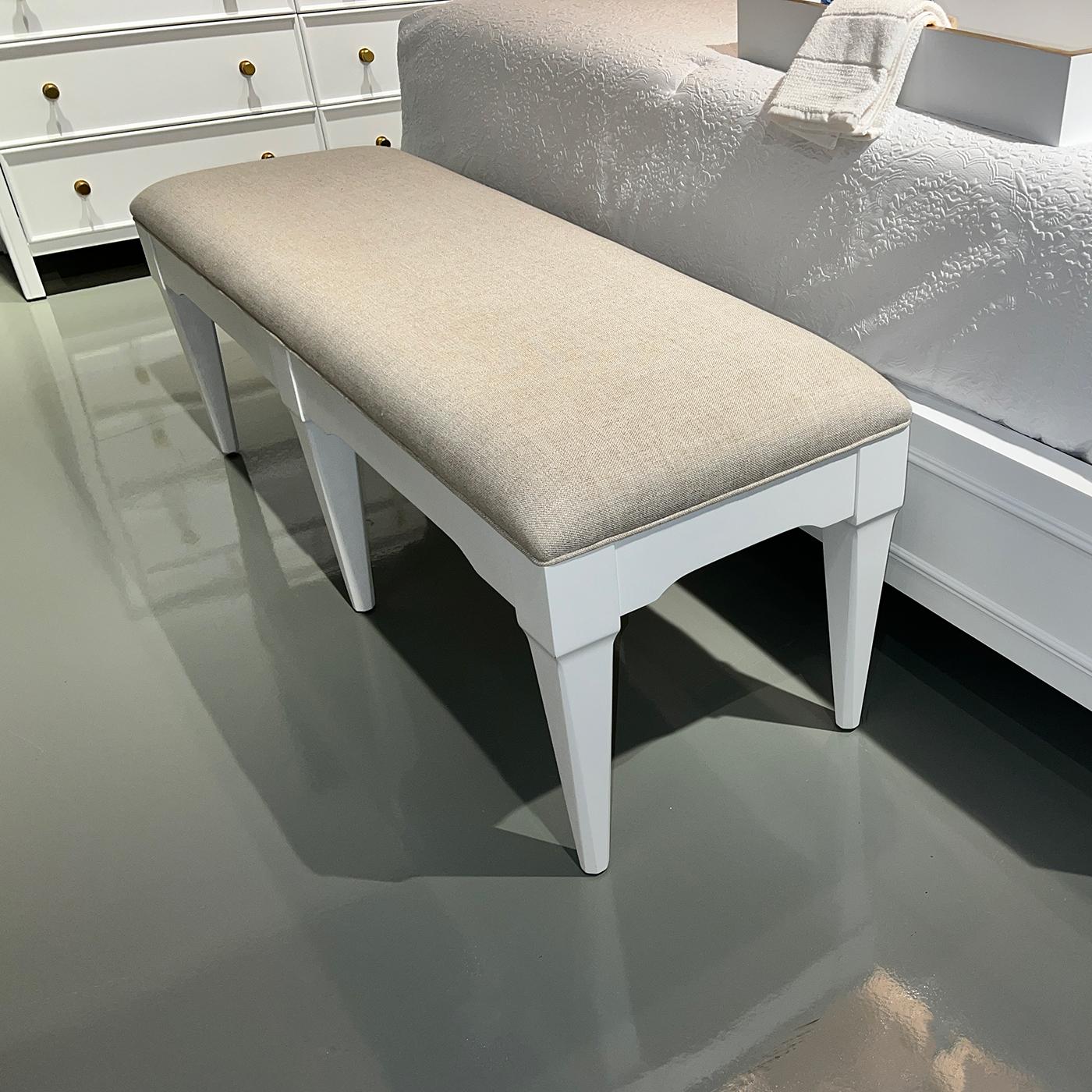 Rustic White Painted Bench For Sale at 1stDibs