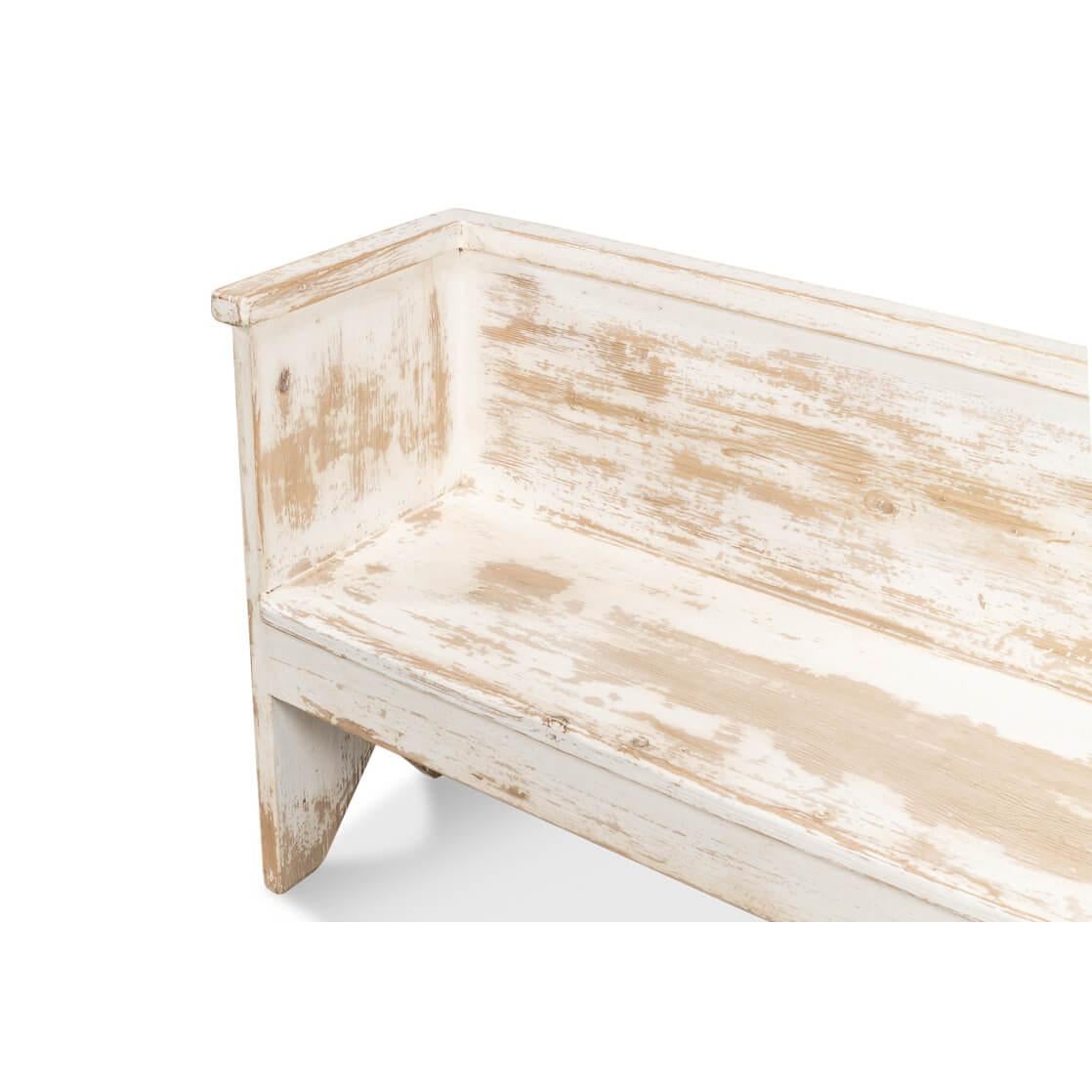 Rustic White Painted Bench For Sale at 1stDibs