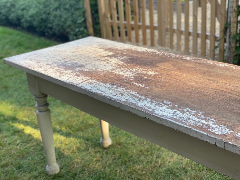 Rustic White Painted Long Narrow Farm Table For Sale at 1stDibs | white ...