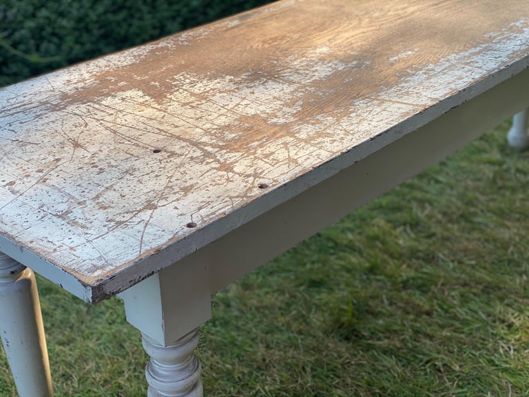 Rustic White Painted Long Narrow Farm Table For Sale at 1stDibs | white ...