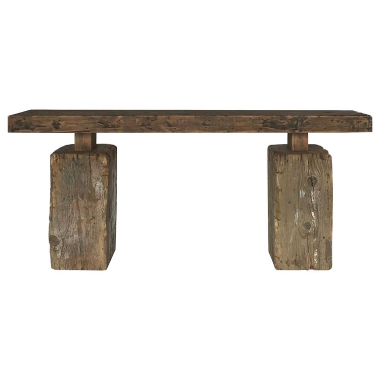 Rustic Wood Console Table at 1stDibs