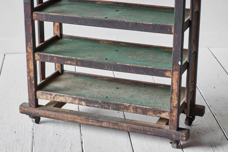 Rustic Wood Rolling Cart at 1stDibs