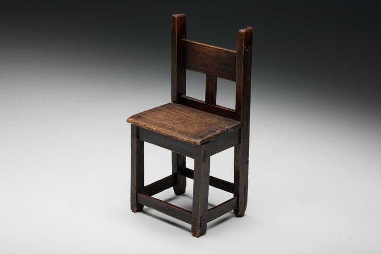 Rustic Wooden Child Chair, 19/20th Century For Sale at 1stDibs
