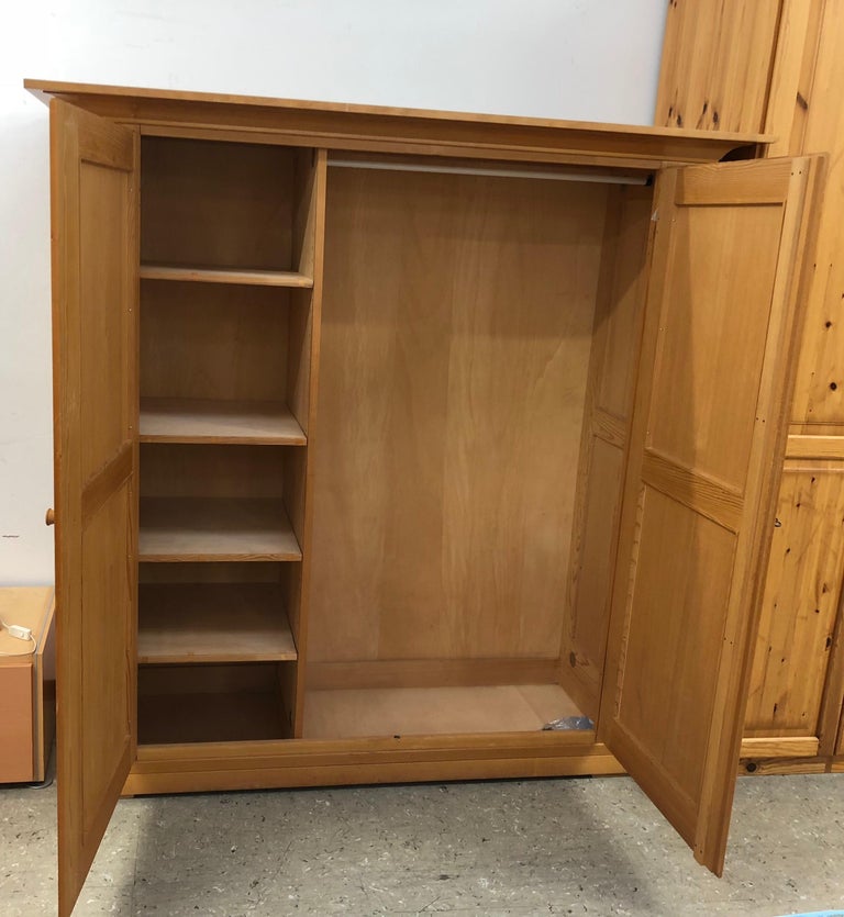 Rustic Wooden Hand Painted Wardrobe Armoire For Sale at 1stDibs