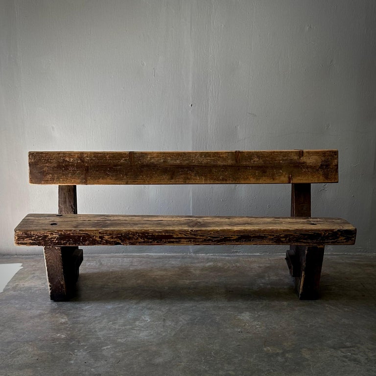 Rustic Wooden Pub Bench For Sale at 1stDibs