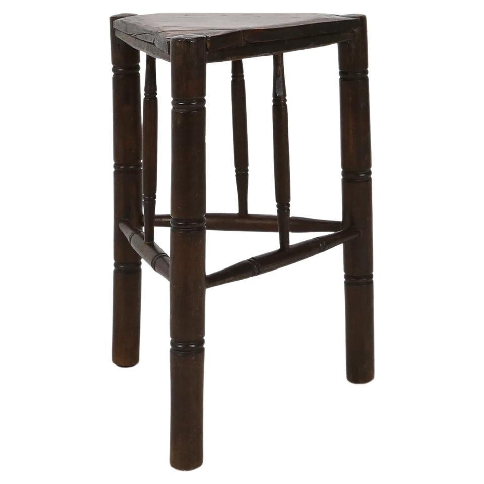 Rustic Provincial Wooden Bar Stool For Sale at 1stDibs
