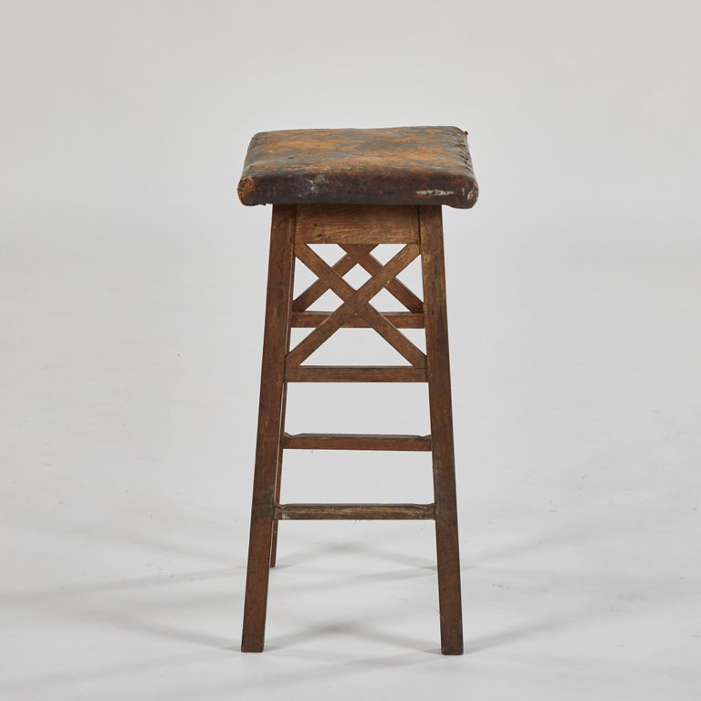 Rustic Wooden Stool For Sale at 1stDibs
