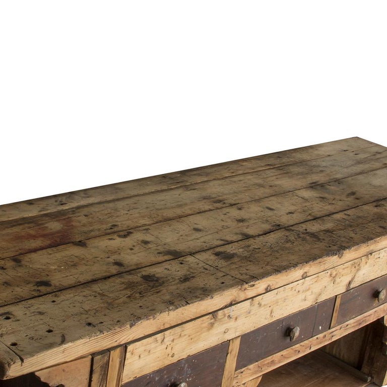 Rustic Workbench Island at 1stDibs
