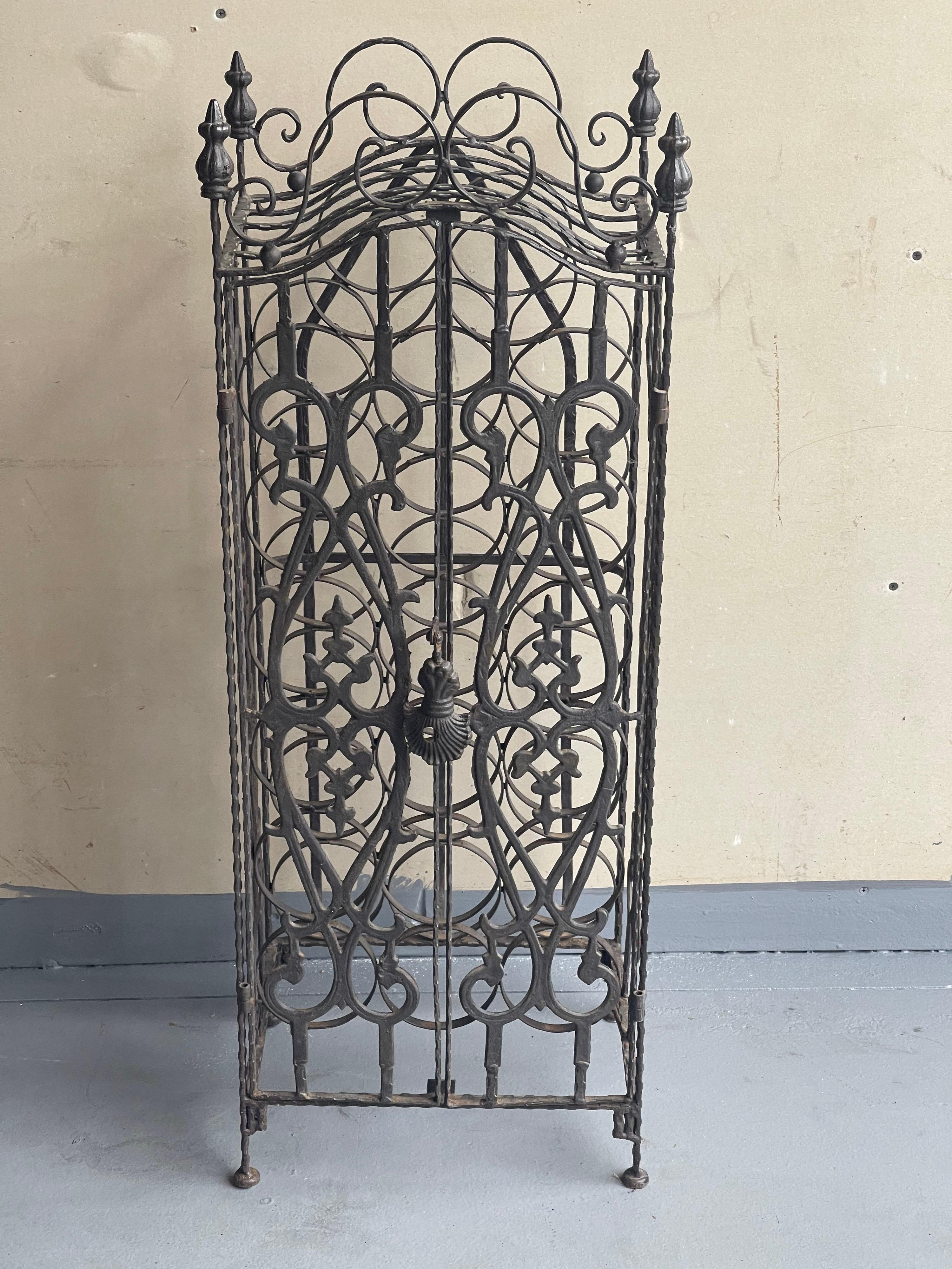 Rustic Wrought Iron Wine Rack / Cabinet at 1stDibs | wrought iron wine ...
