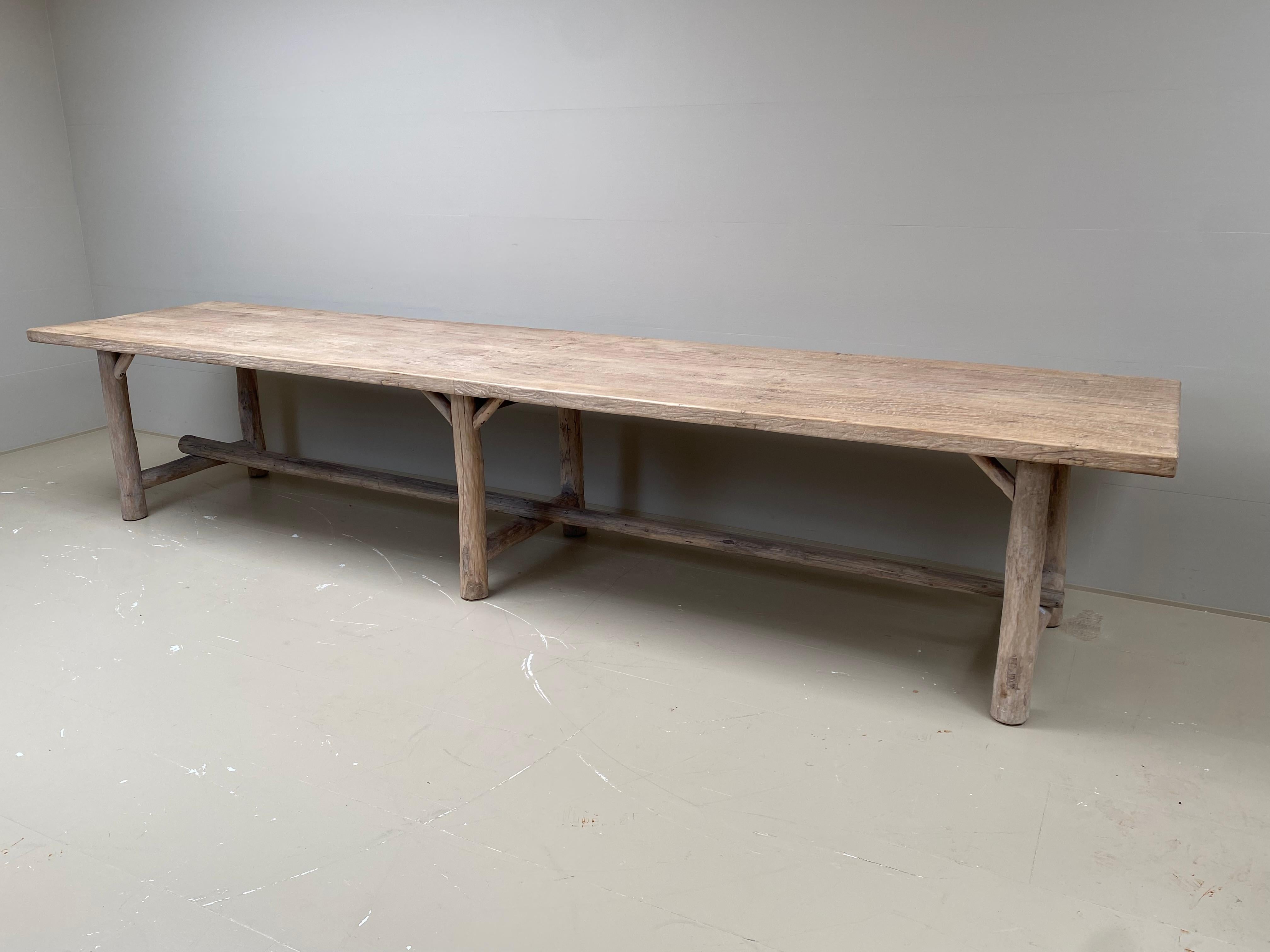 Rustic, Brutalist Dining - Farmers Table in Washed Elm Wood at 1stDibs ...