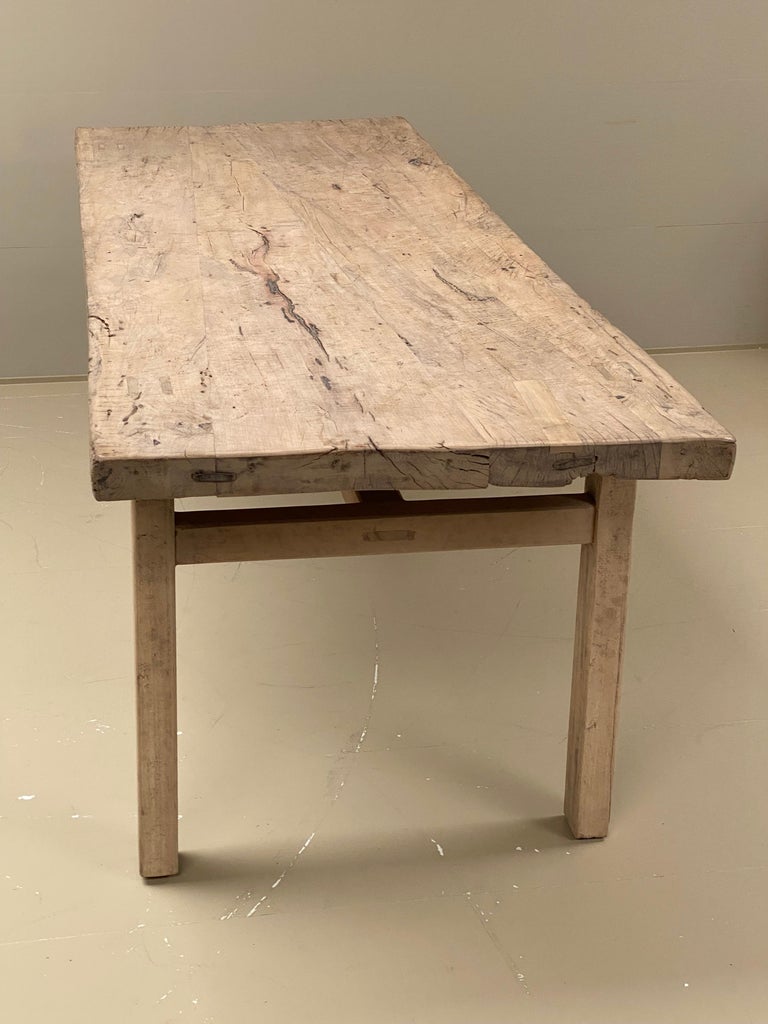 Rustic, Brutalist French Farming, Kitchen Table in Antique Elm Wood ...