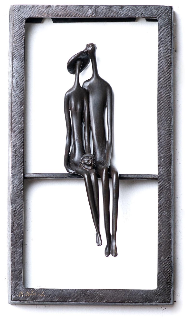 Ruth Bloch - Ruth Bloch, Couple on a window, Bronze wall sculpture For ...