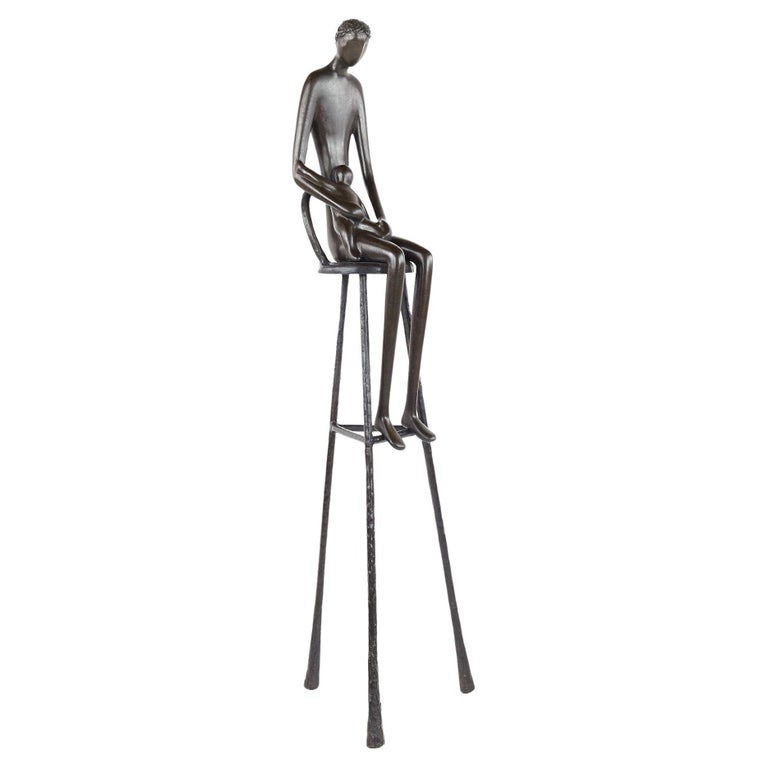 Ruth Bloch Signed Mid Century Bronze Art Seated Figurine at 1stDibs