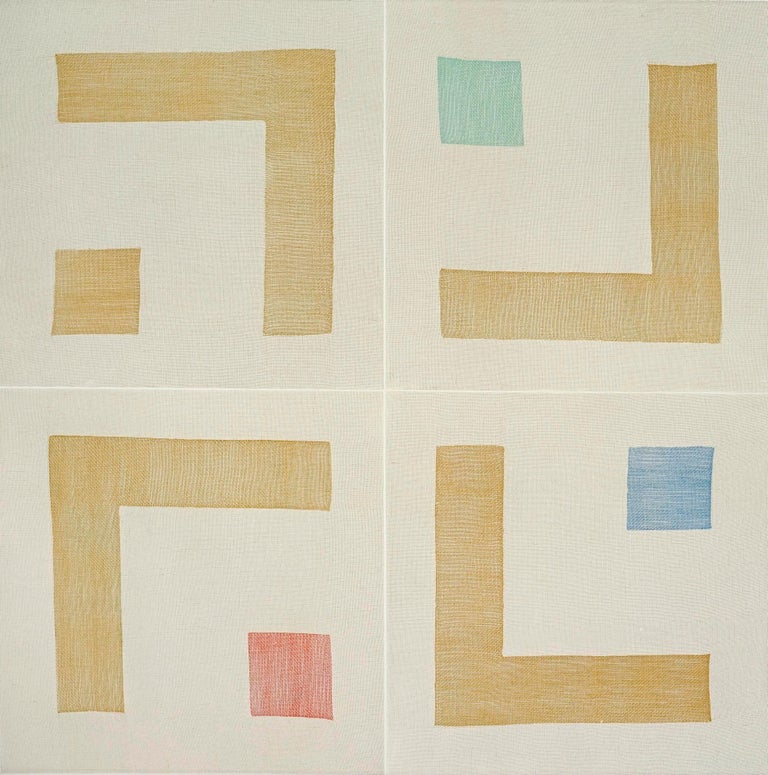 Ruth Laskey - Plain Weave Grid (Yellow Ochre, Viridian Green, Cerulean ...