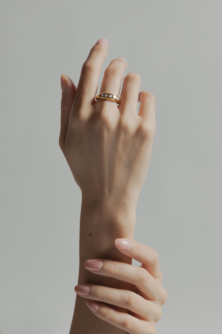 Customizable Fem Ring, 5 Stone Diamond Ring in 14k Yellow Gold For Sale ...