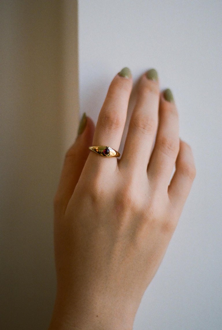 Customizable Ruth Nyc Lun Ring, 14k Yellow Gold and Garnet Ring For ...