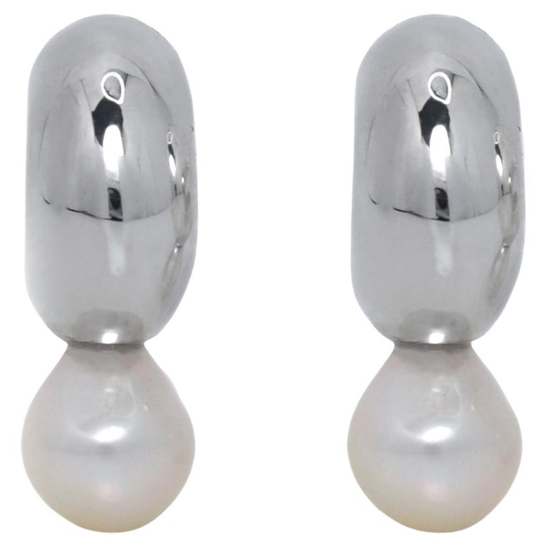 Ruth NYC, Melu Hoops, Freshwater Pearl Drop Hoop Earrings in Sterling ...