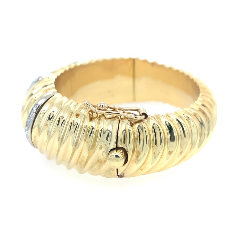 Ruth Satsky 1.00 Carat Diamond and 18k Yellow Gold Bangle Bracelet For ...