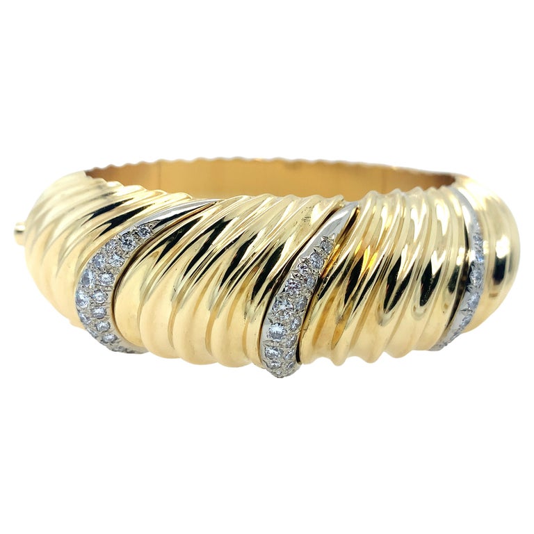 Ruth Satsky 1.00 Carat Diamond and 18k Yellow Gold Bangle Bracelet For ...