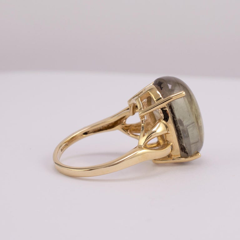 Rutilated Quartz Cocktail Ring 9 Karat Yellow Gold at 1stDibs