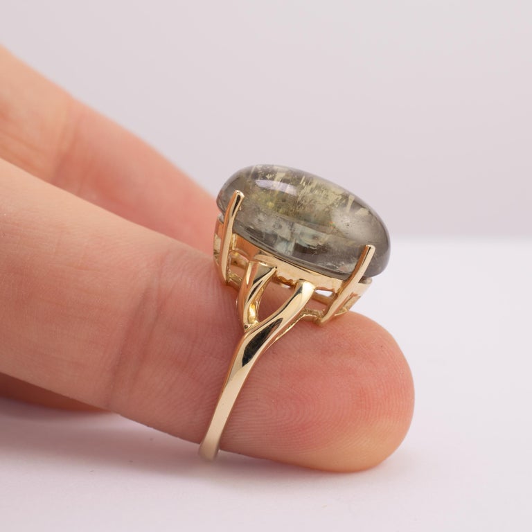 Rutilated Quartz Cocktail Ring 9 Karat Yellow Gold at 1stDibs